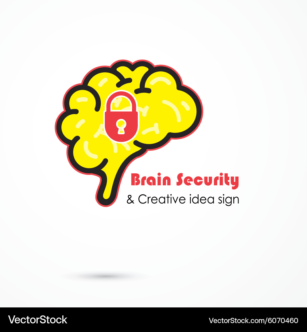 Creative brain security abstract logo Royalty Free Vector
