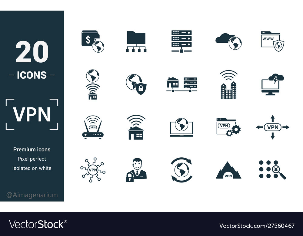 Vpn icon set include creative elements archiving Vector Image