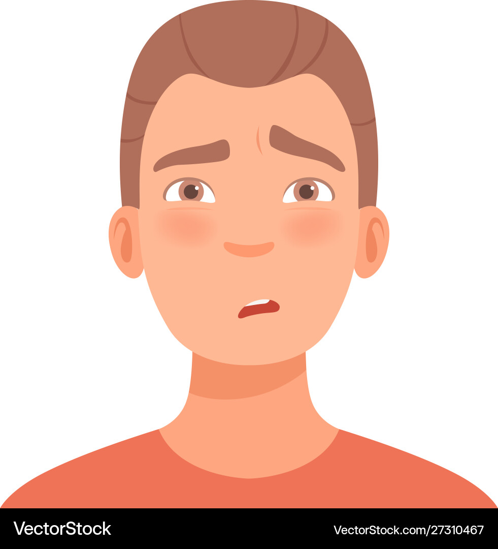 Young guy doubts in cartoon Royalty Free Vector Image