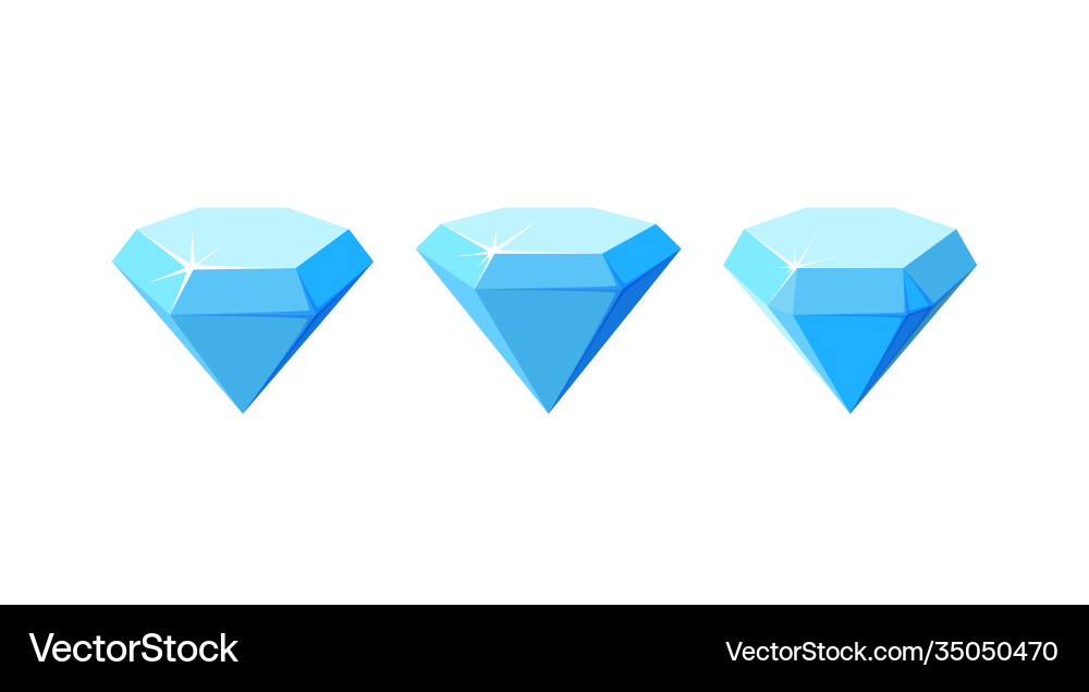 Diamonds with different cutting set blue Vector Image