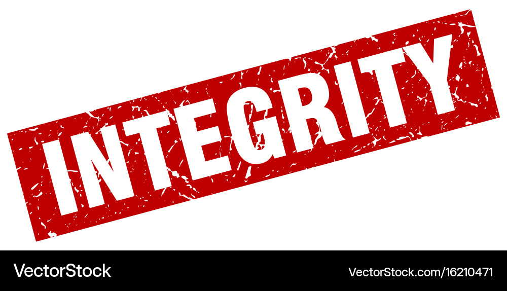 Square grunge red integrity stamp Royalty Free Vector Image