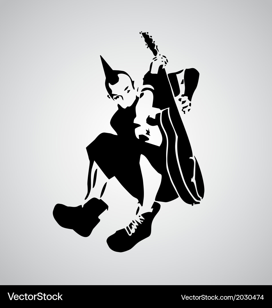Punk Guitarist Stencil Royalty Free Vector Image