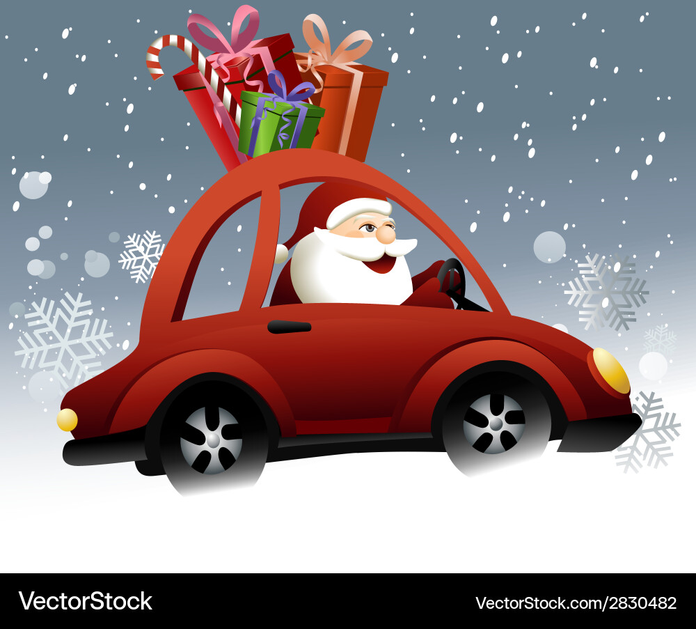 Santa Claus driving a car Royalty Free Vector Image