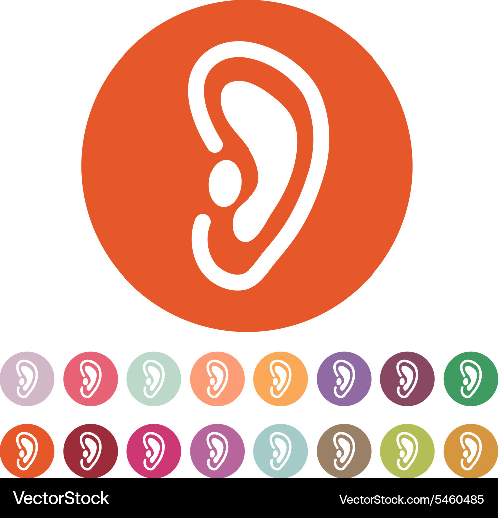 The ear icon Listen symbol Flat Royalty Free Vector Image