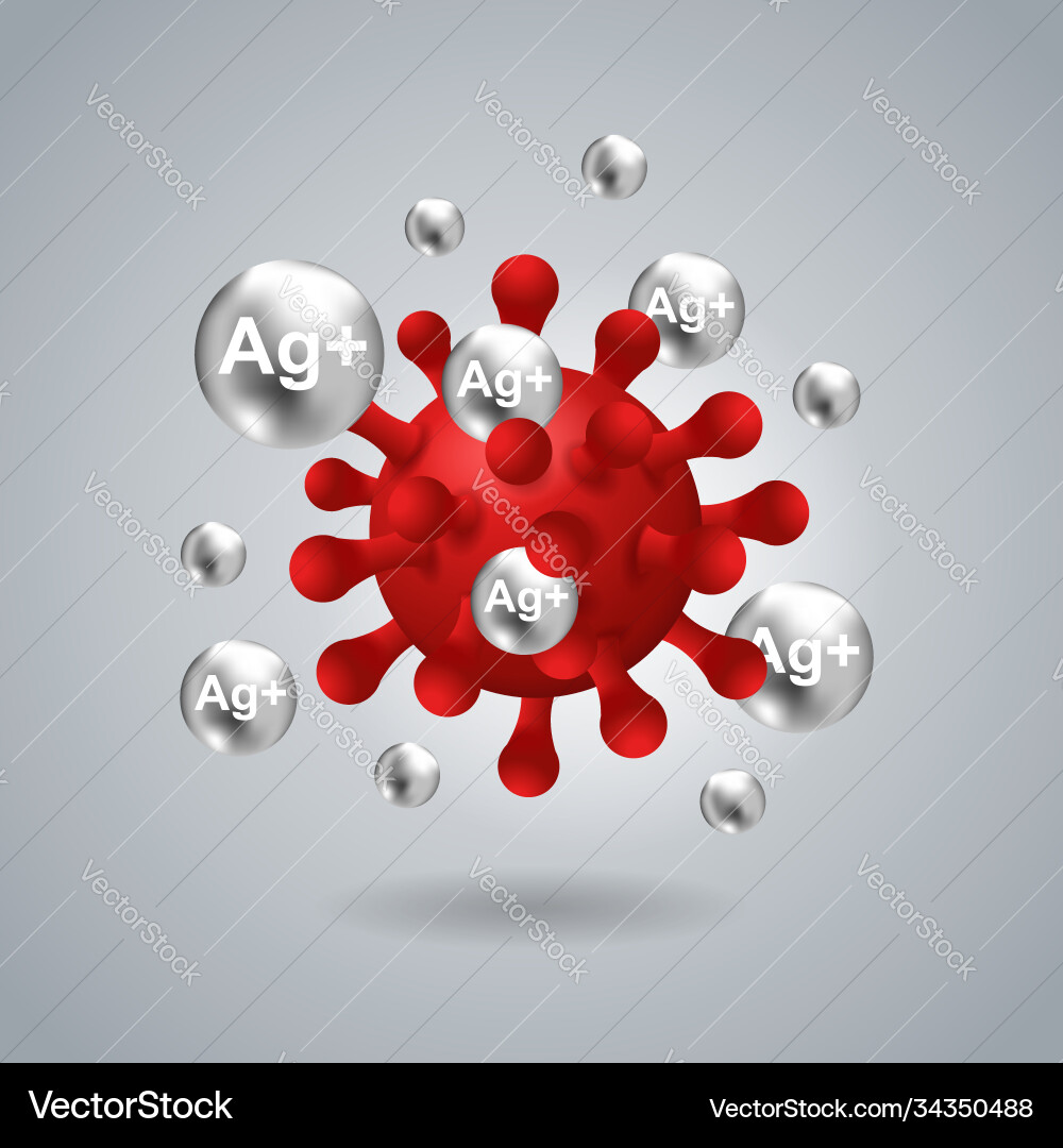 Silver ions ag plus action Royalty Free Vector Image