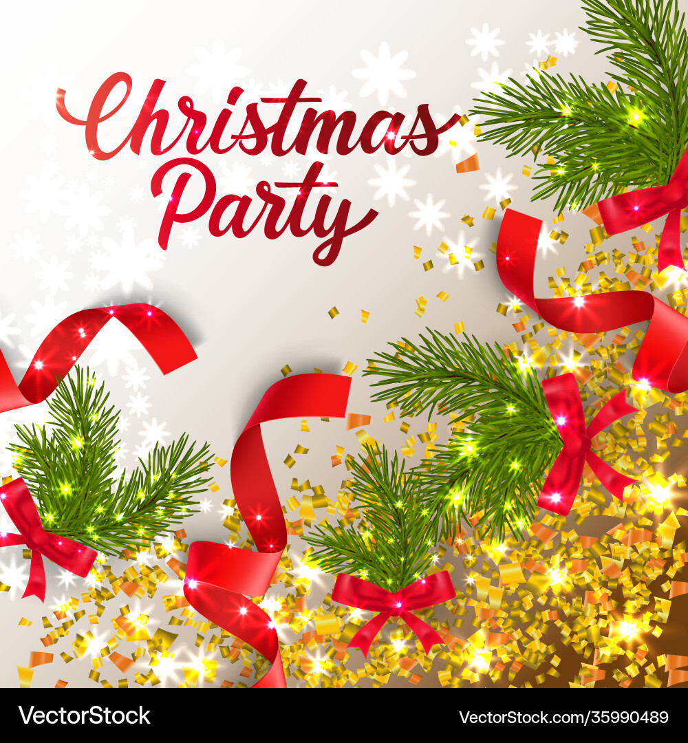 Christmas party lettering with confetti Royalty Free Vector