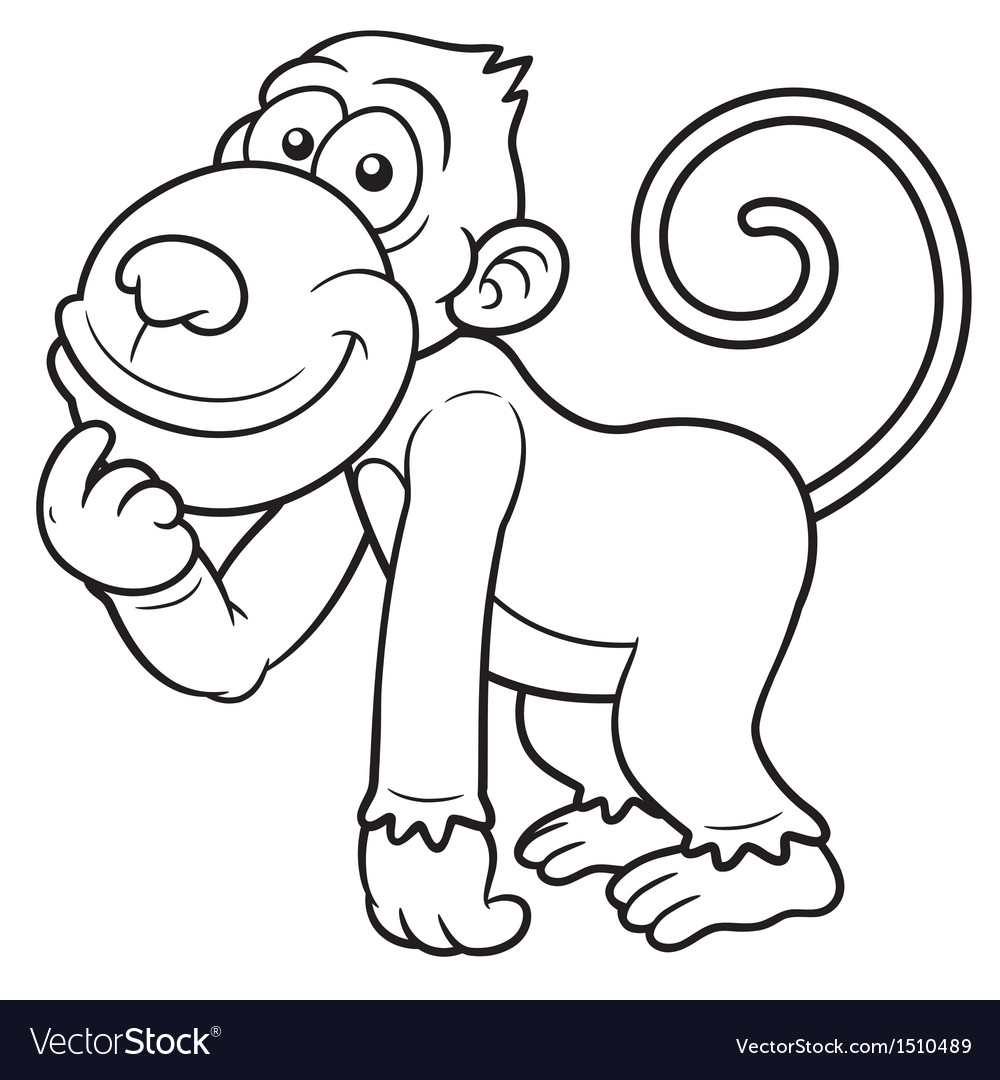 Monkey outline Royalty Free Vector Image - VectorStock