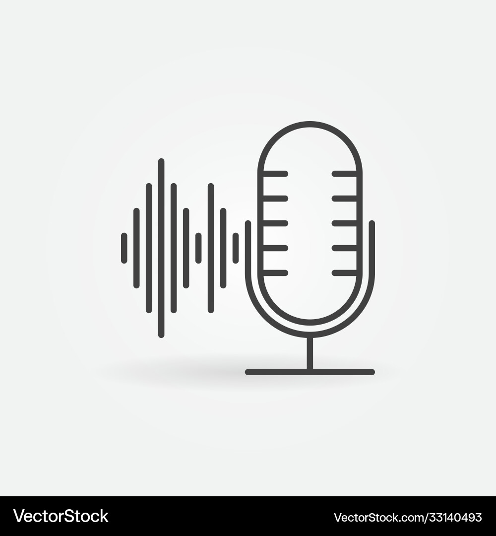 Microphone with sound wave outline concept Vector Image