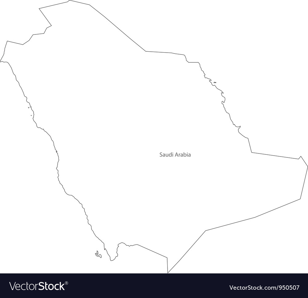 Black White Saudi Arabia Outline Map Royalty Free Vector