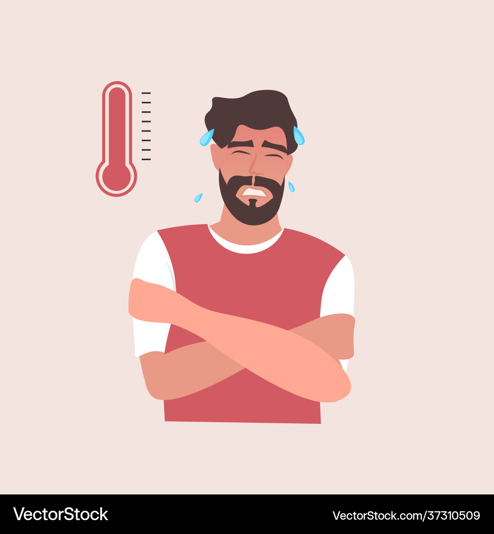 Man in sweat catching cold guy having high Vector Image
