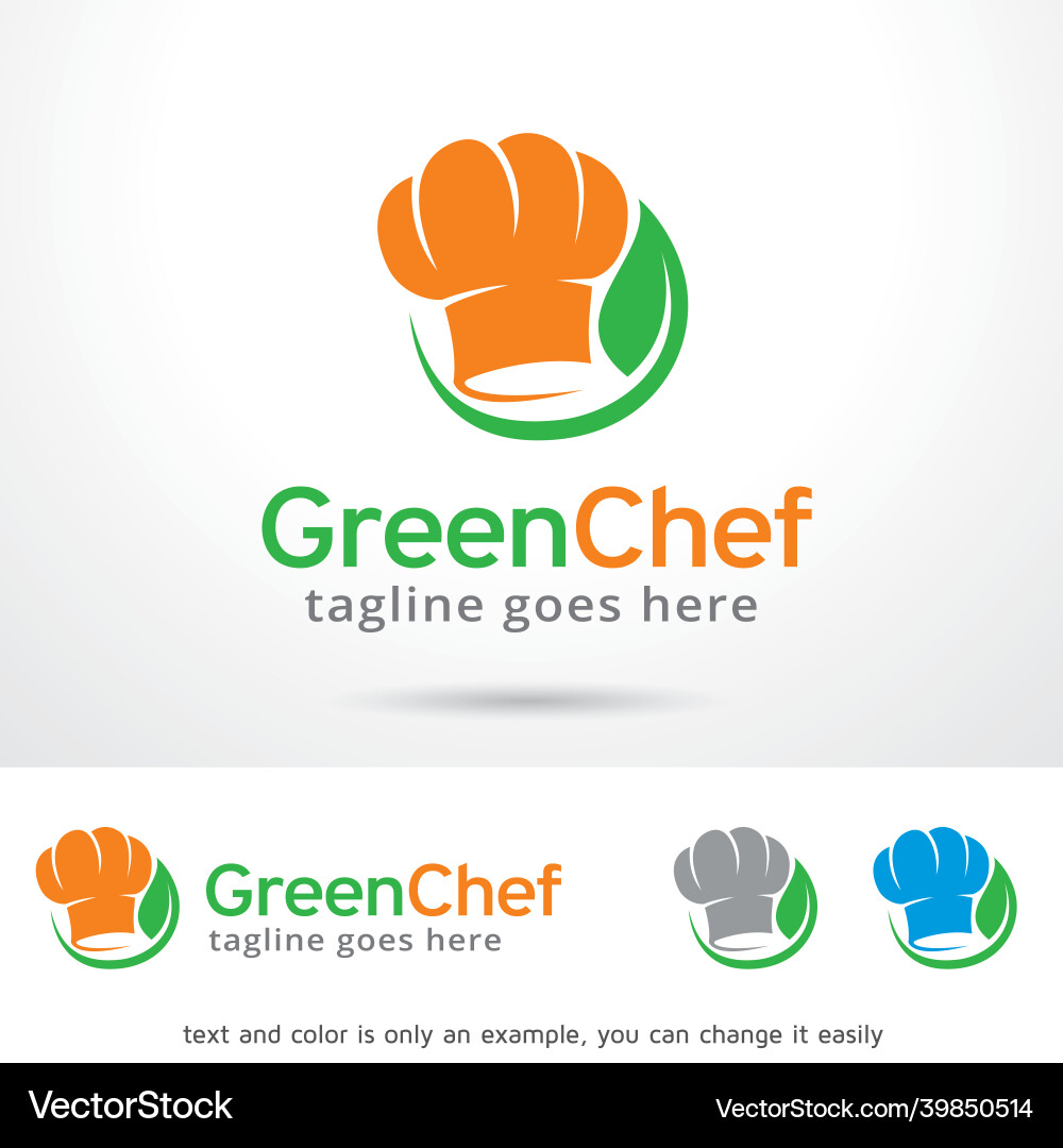 Green chef logo template design Royalty Free Vector Image
