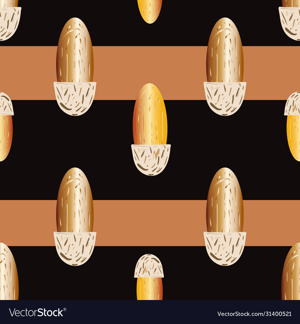 Almond nut seamless pattern background Royalty Free Vector