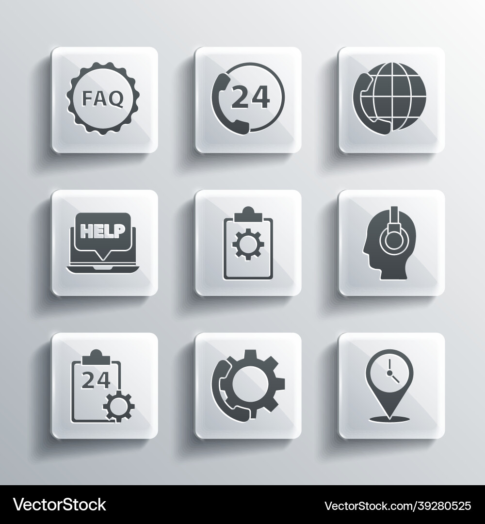 Set telephone 24 hours support location Royalty Free Vector