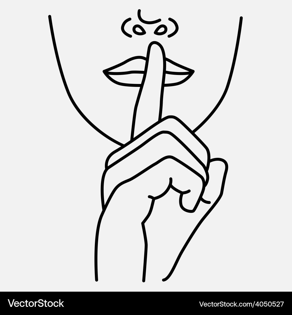 Finger on a mouth be quiet Royalty Free Vector Image