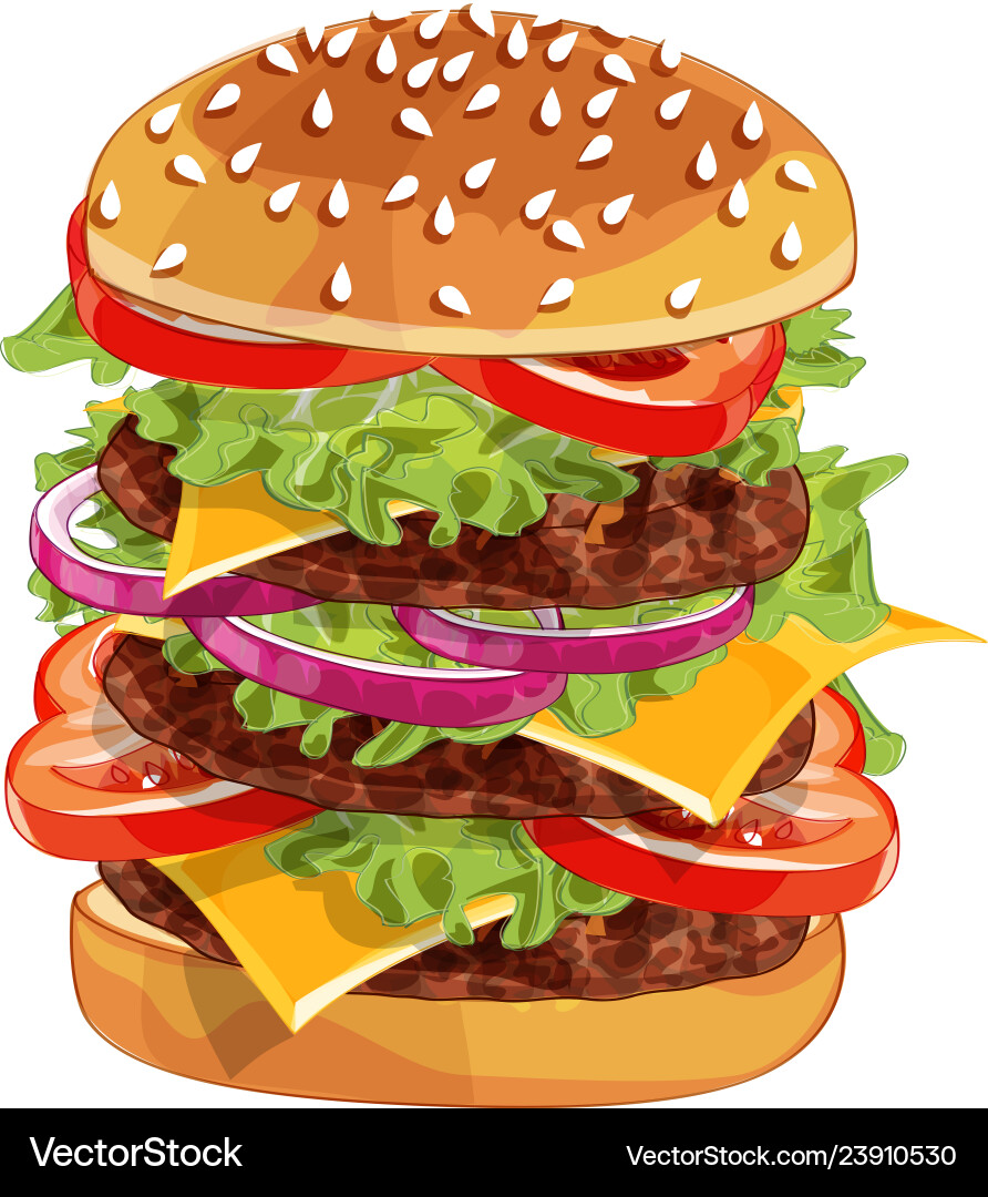 Colorful big burger over any background Royalty Free Vector