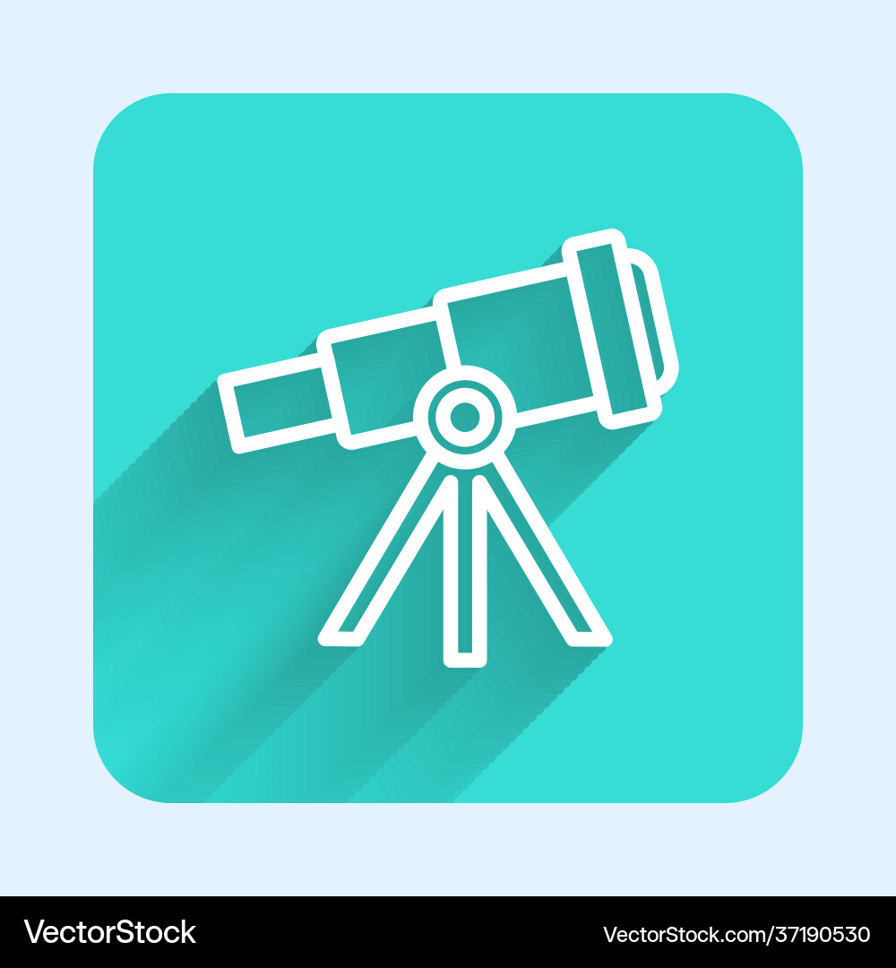 White line telescope icon isolated with long Vector Image