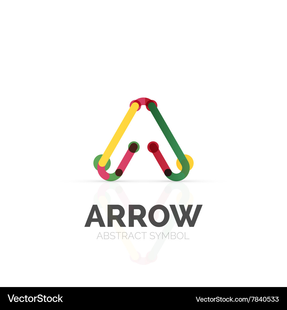 Linear arrow abstract logo connected multicolored Vector Image