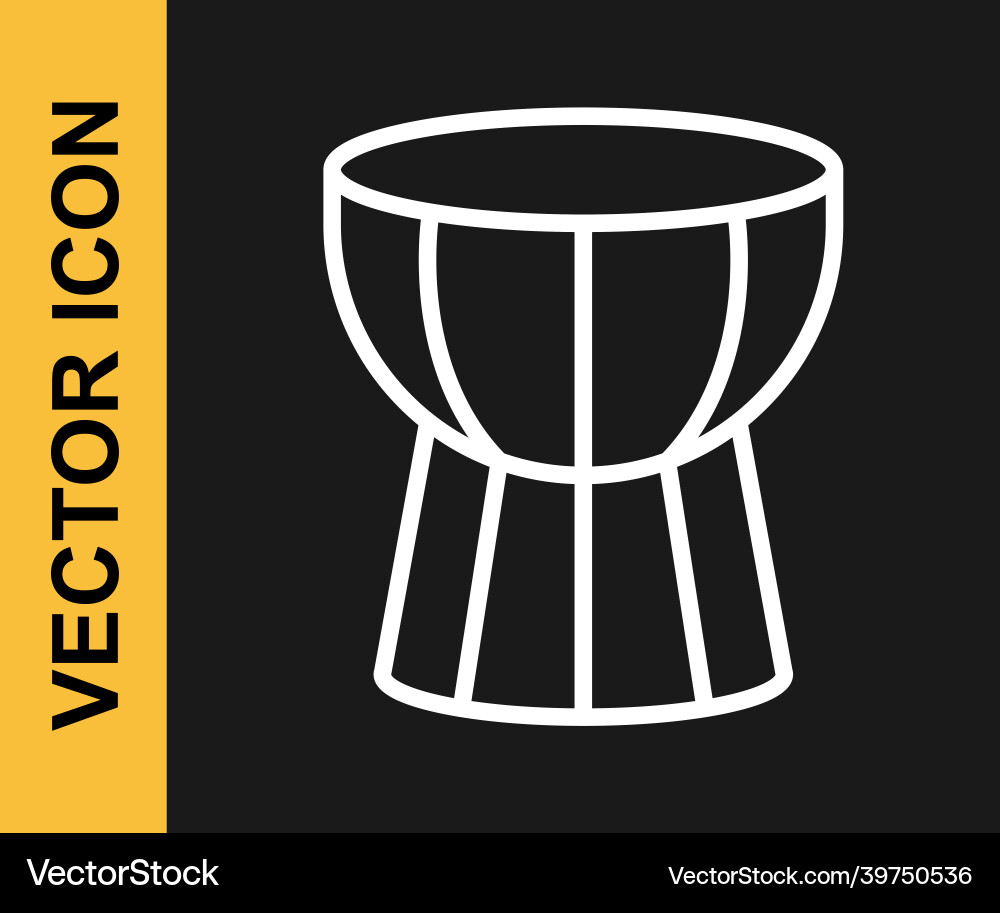 White line african darbuka drum icon isolated Vector Image