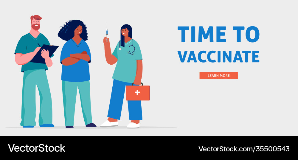 Time to vaccinate concept design -with a group Vector Image