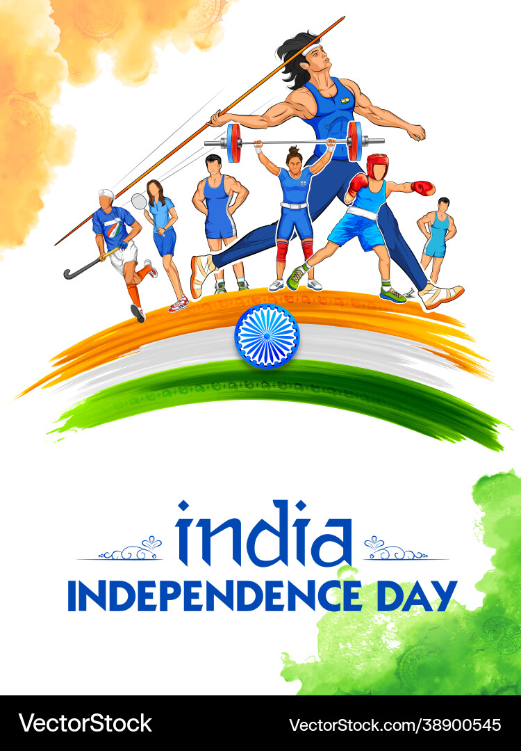 Indian sportsperson from different field victory Vector Image