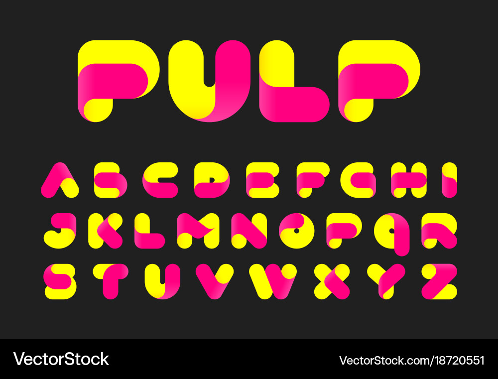 Stylized twisted pulp font Royalty Free Vector Image