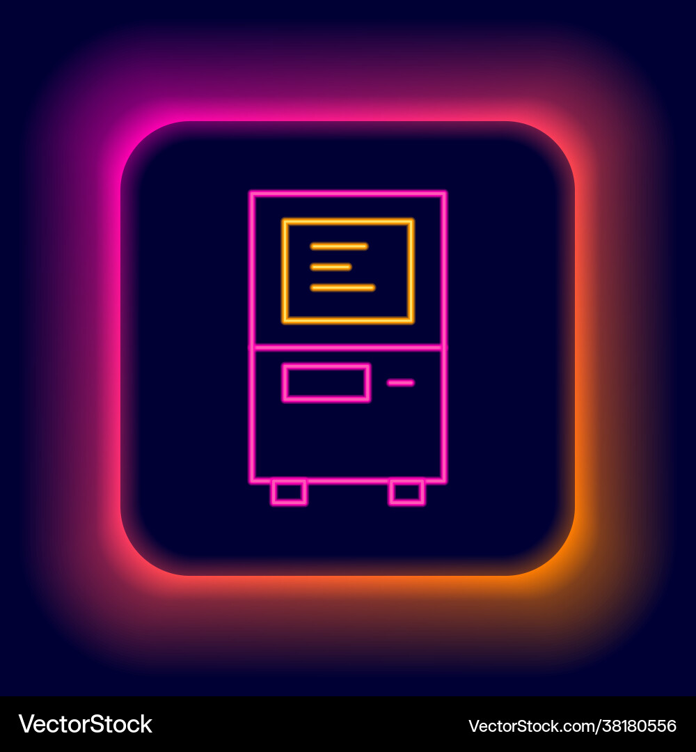 Glowing neon line atm - automated teller machine Vector Image