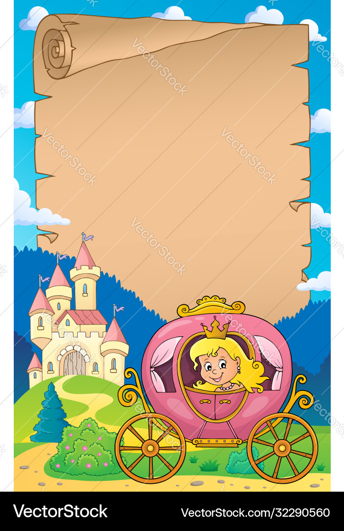 Princess in carriage theme parchment 1 Royalty Free Vector