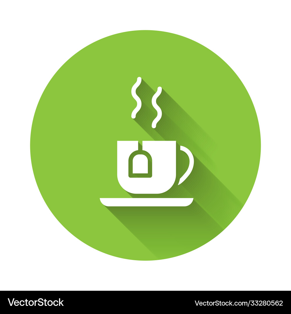 White cup tea with tea bag icon isolated Vector Image