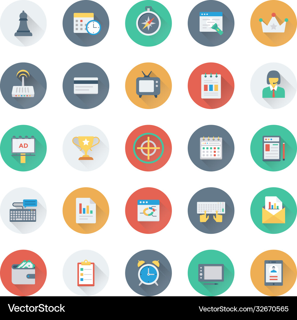 Digital marketing colored icons 3 Royalty Free Vector Image