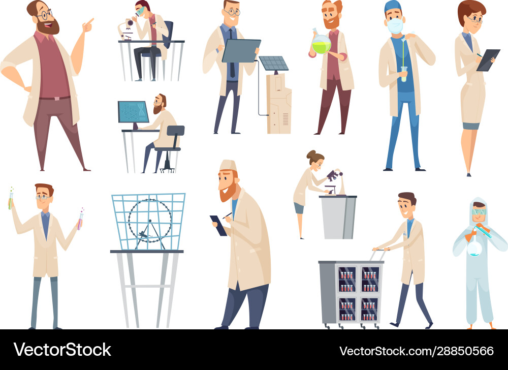Science persons characters doctors lab technician Vector Image