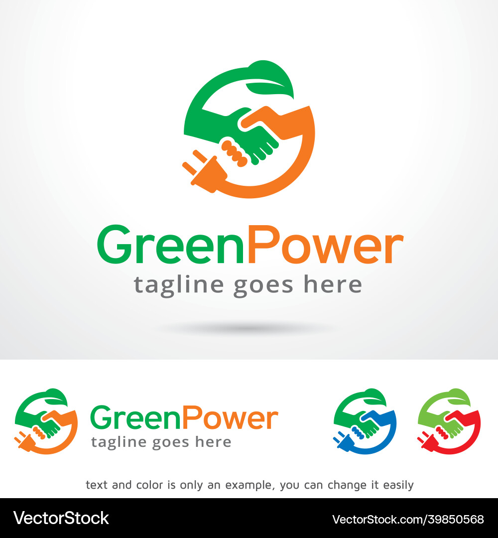 Green power logo template Royalty Free Vector Image