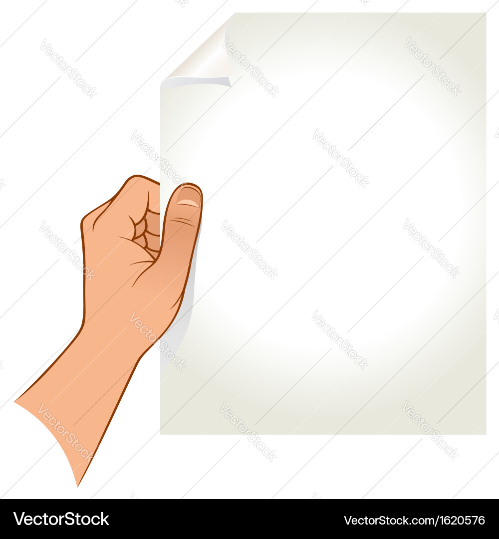 Hand holding paper Royalty Free Vector Image - VectorStock