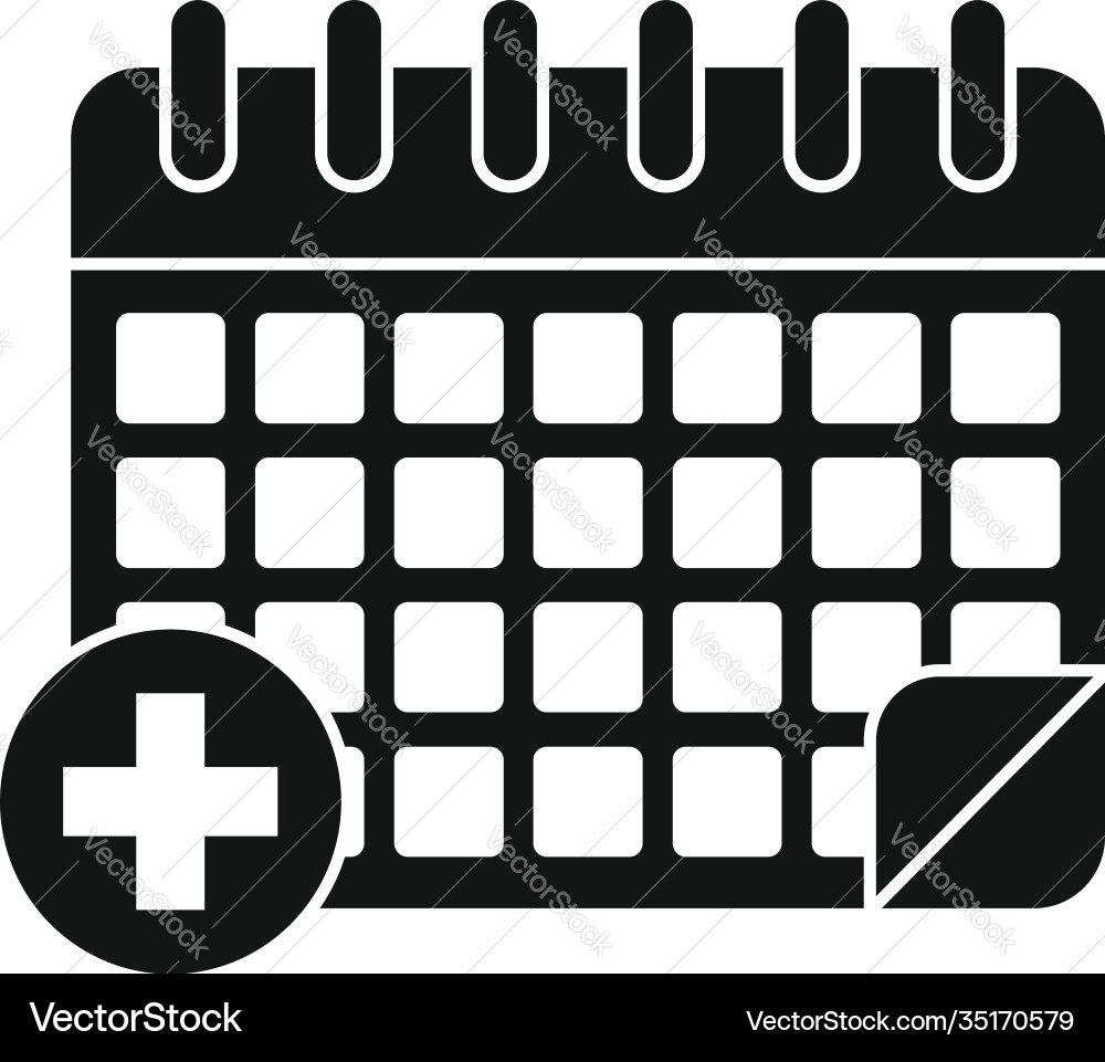 Medical calendar icon simple style Royalty Free Vector Image
