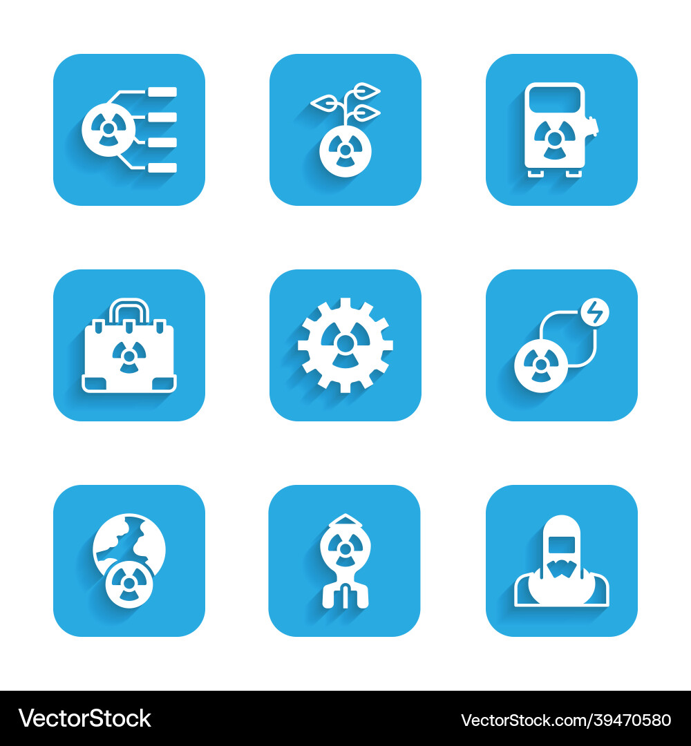 Set radioactive nuclear bomb reactor worker Vector Image