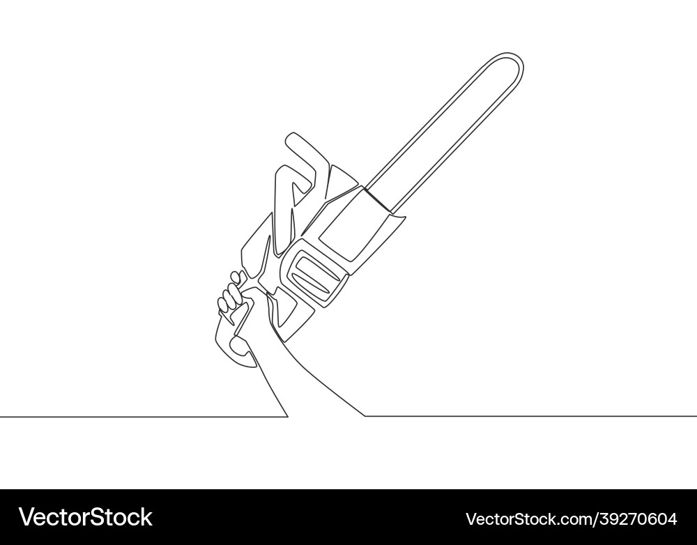 One continuous line drawing of man holding Vector Image
