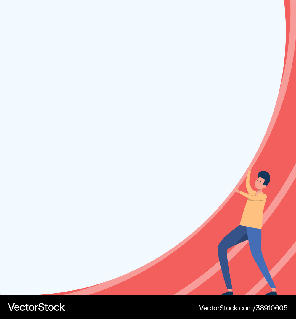 Gentleman drawing standing pushing big circular Vector Image