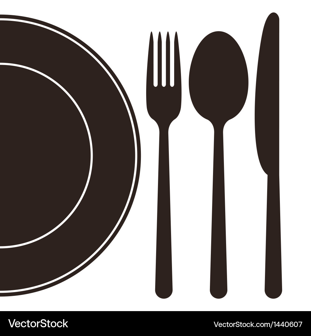 Plate fork spoon and knife Royalty Free Vector Image