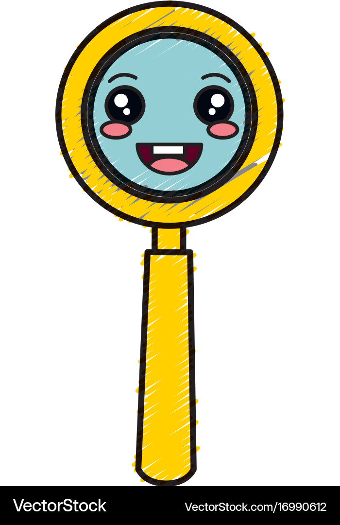Magnifying glass kawaii character Royalty Free Vector Image
