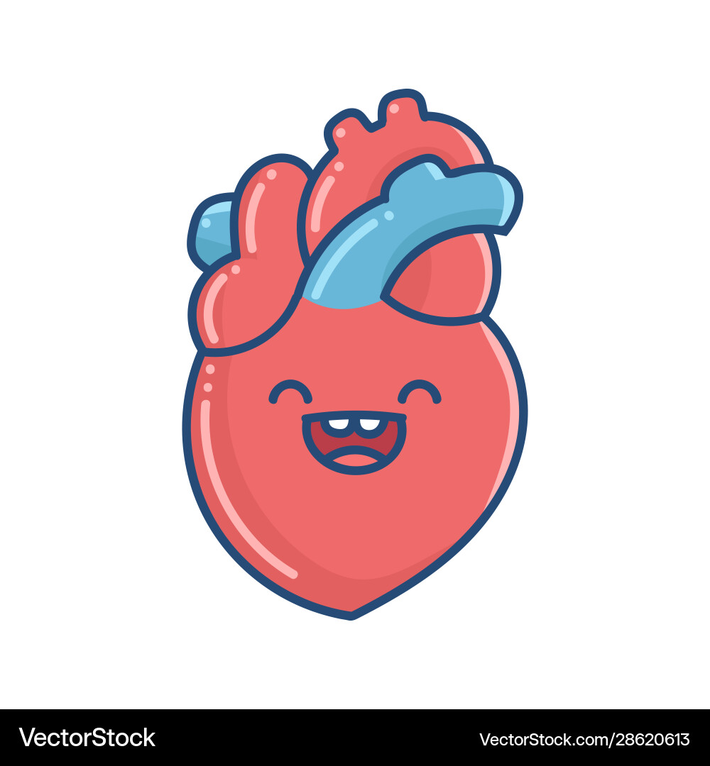 Kawaii smiling human heart Royalty Free Vector Image