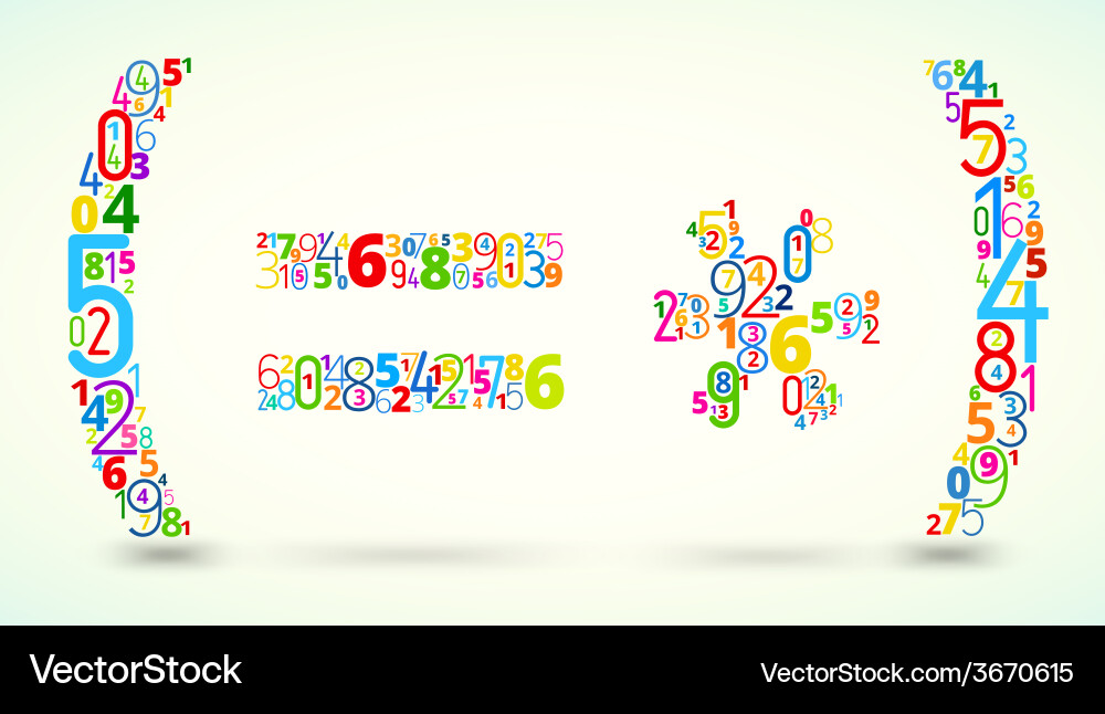 Math operands colored font from numbers Royalty Free Vector