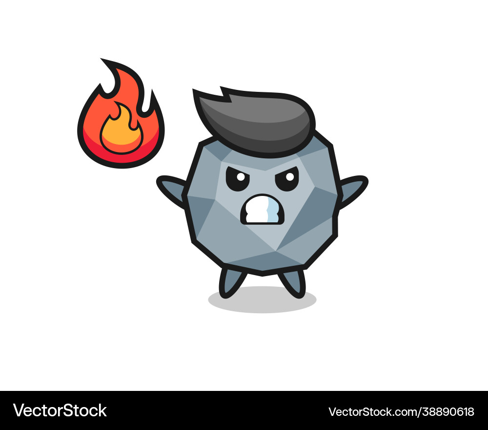 Stone character cartoon with angry gesture Vector Image