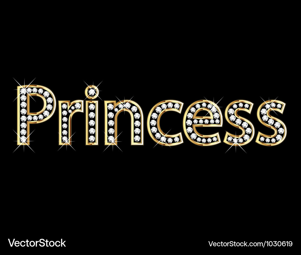 Princess word gold letters Royalty Free Vector Image