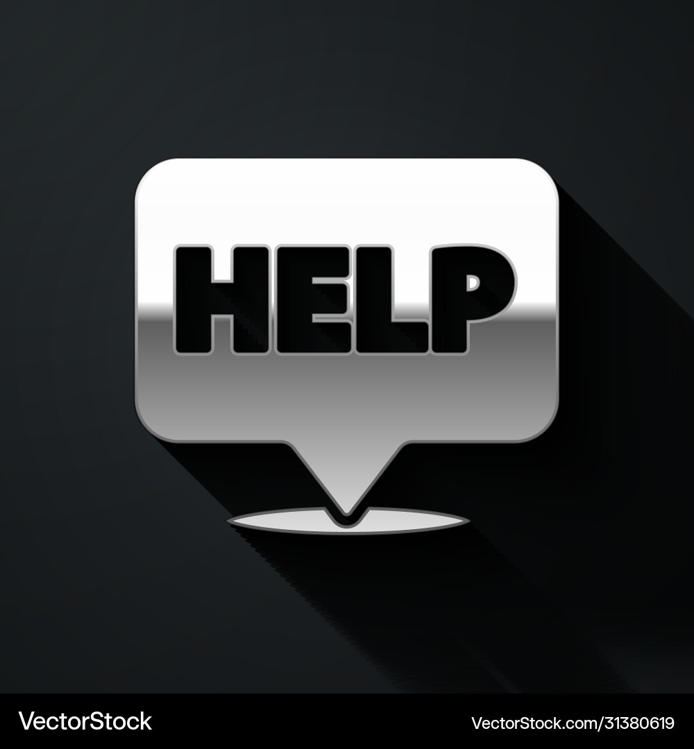 Silver speech bubble with text help icon isolated Vector Image