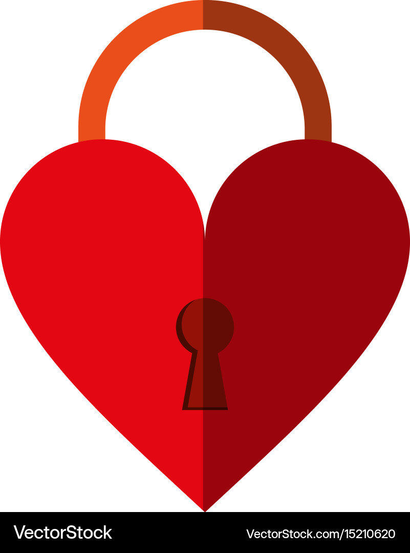 Heart padlock flat shadow Royalty Free Vector Image