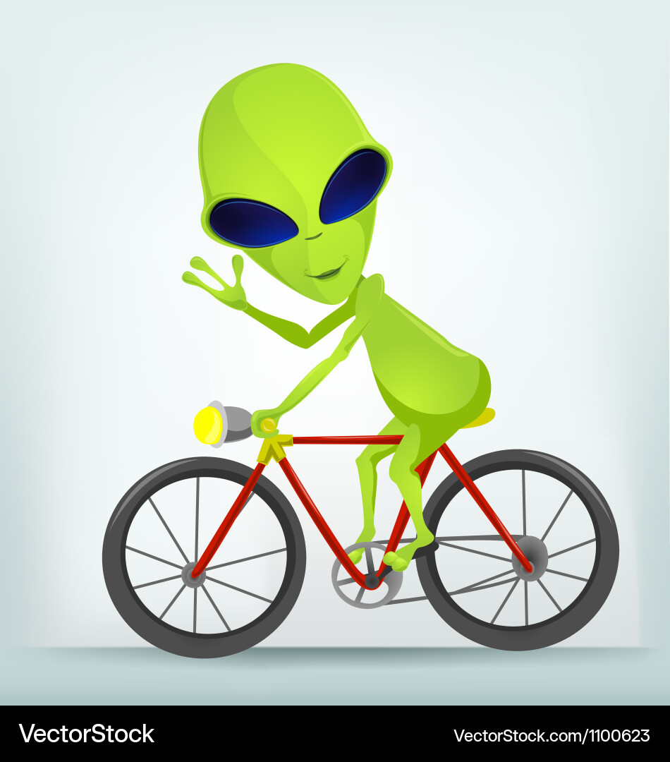 Cartoon Alien Cycling Royalty Free Vector Image