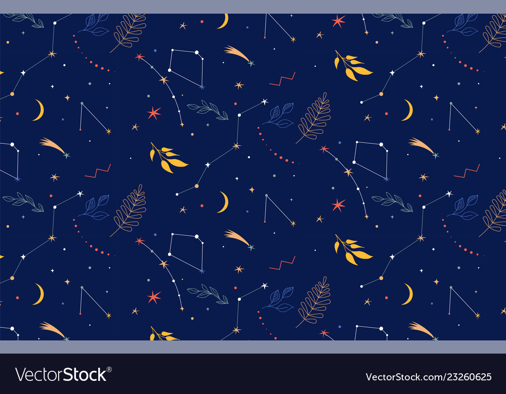 Constellations seamless pattern night background Vector Image