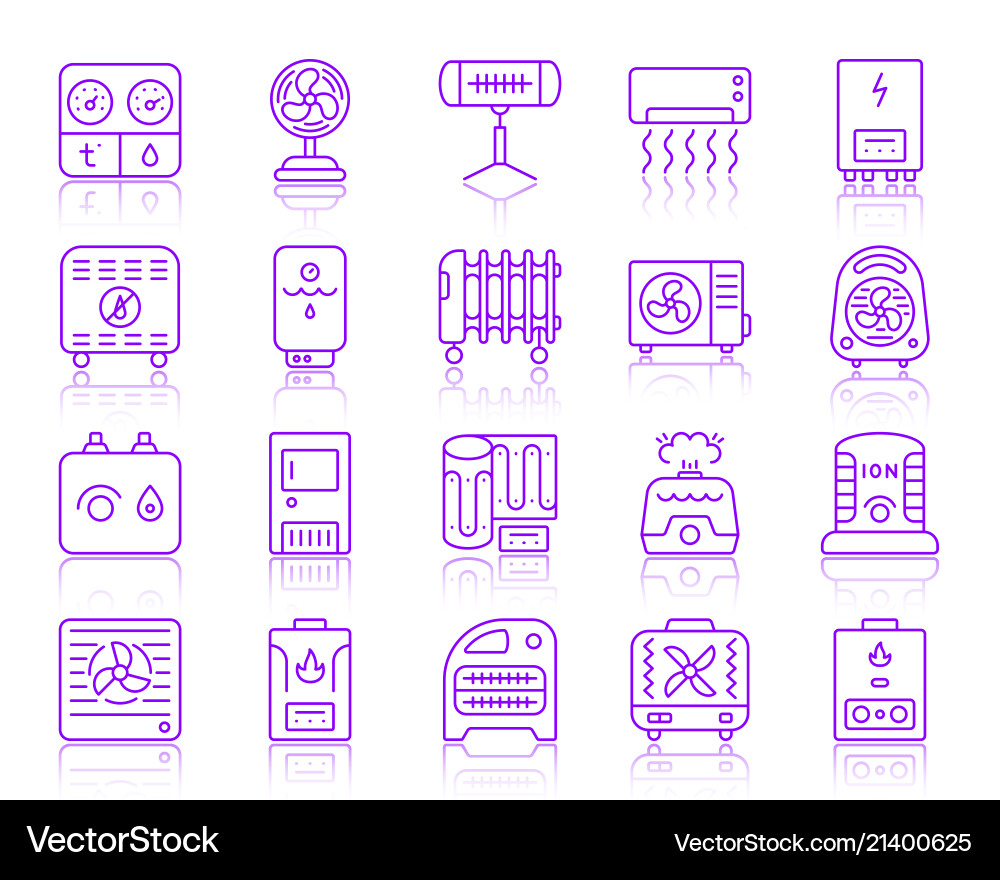 Hvac simple color line icons set Royalty Free Vector Image