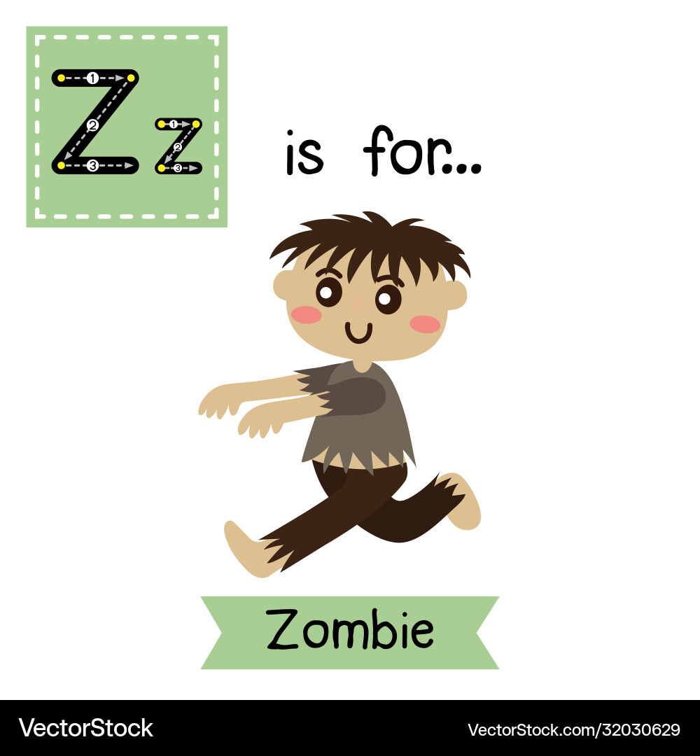 Letter z tracing zombie Royalty Free Vector Image