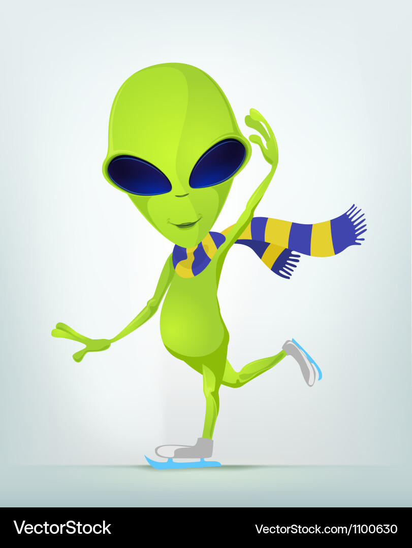 Cartoon Alien Ice Skating Royalty Free Vector Image