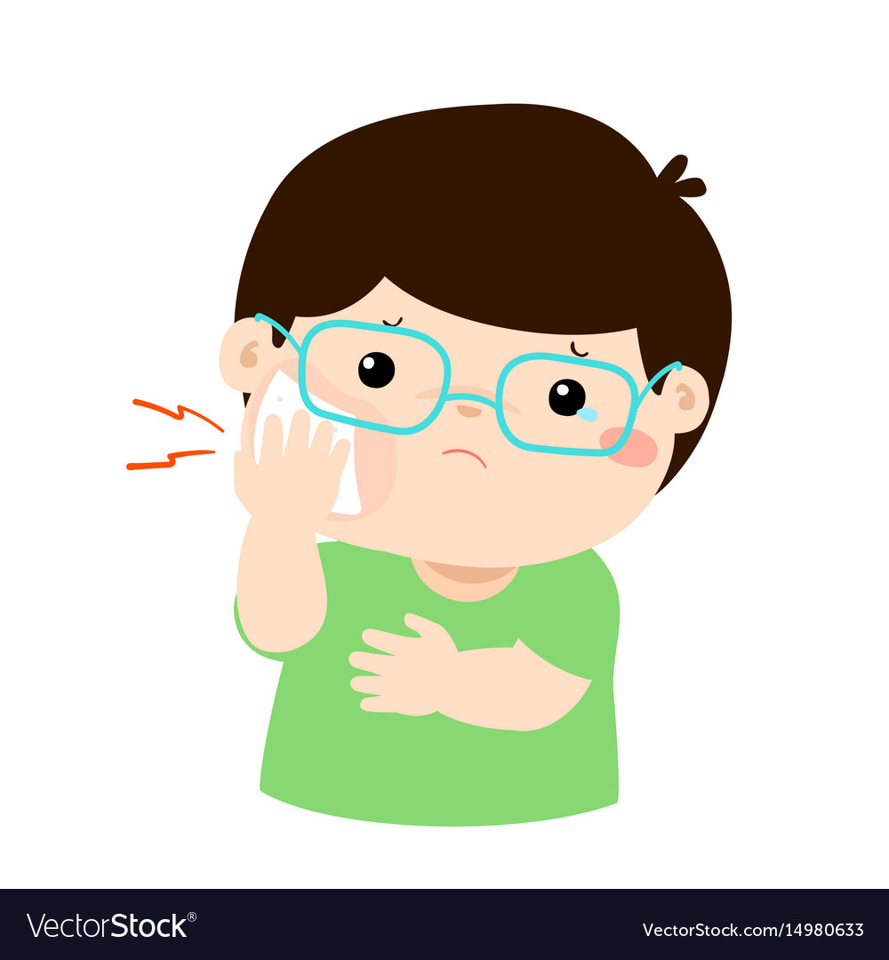 Xalittle boy having toothache cartoon Royalty Free Vector